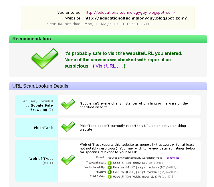 Educational Technology Guy: ScanURL - check any web address to make ...